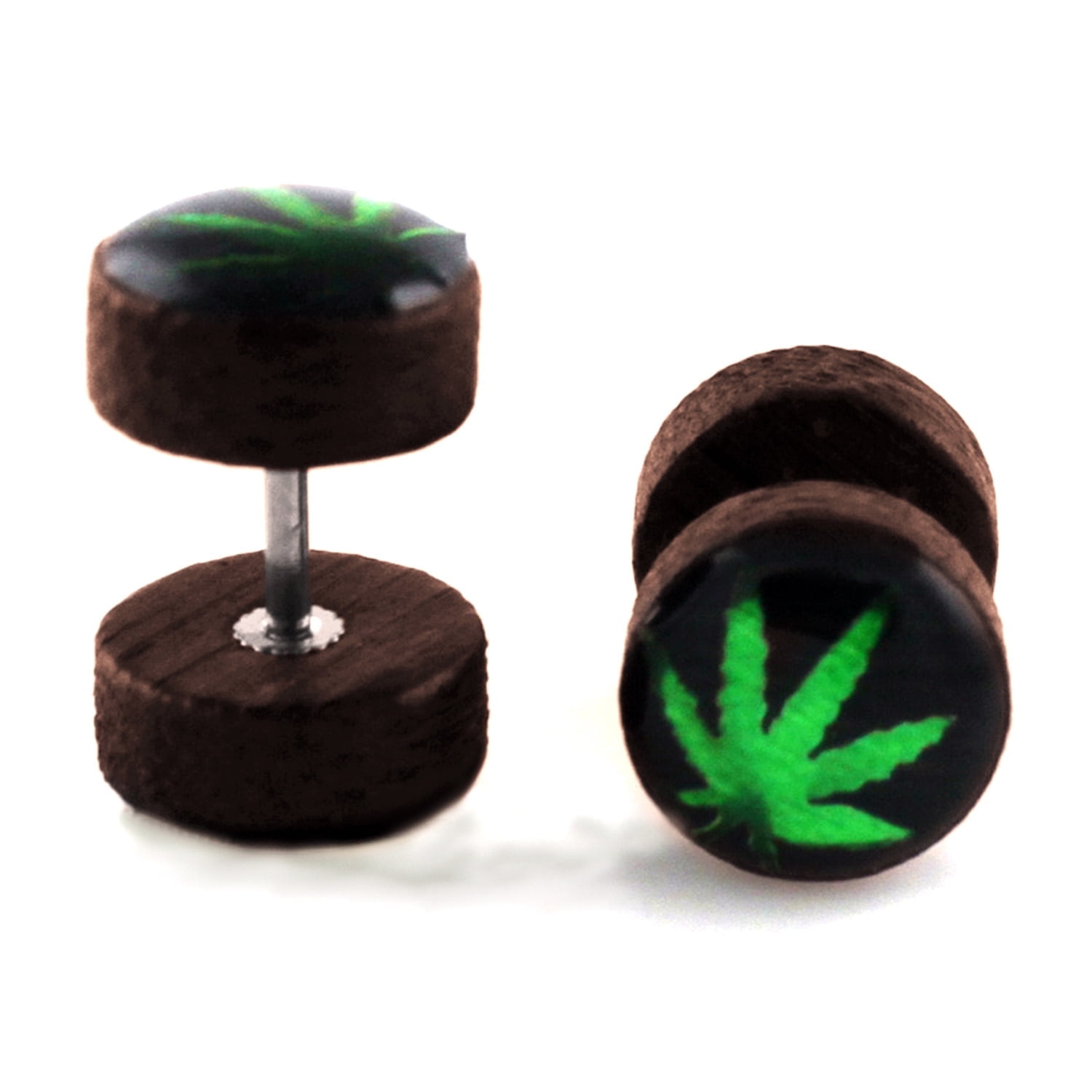 Tioneer Organic Brown Wood Marijuana Leaf Fake Cheater Plugs Body ...