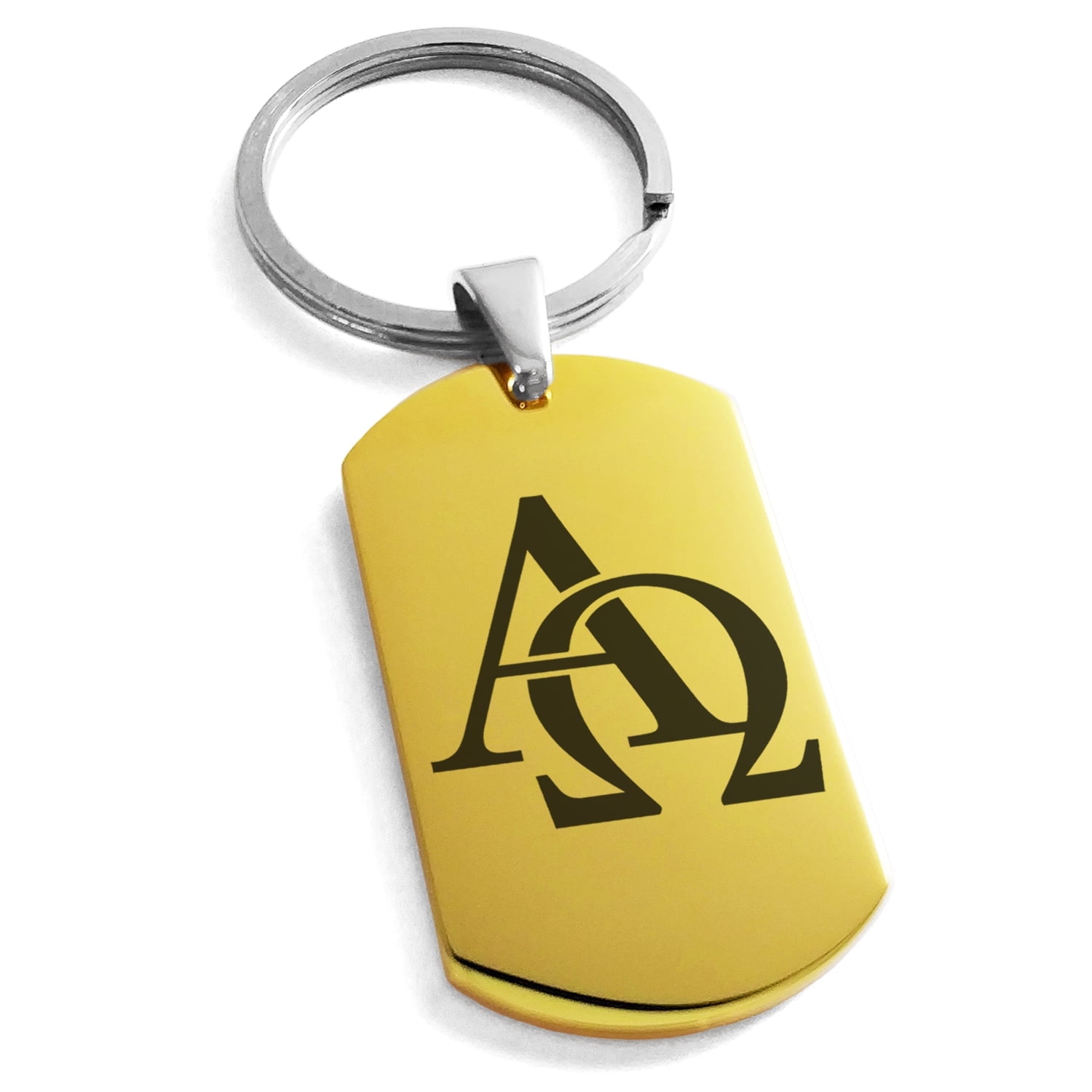 Tioneer Stainless Steel Alpha & Omega Engraved Dog Tag Keychain Keyring ...