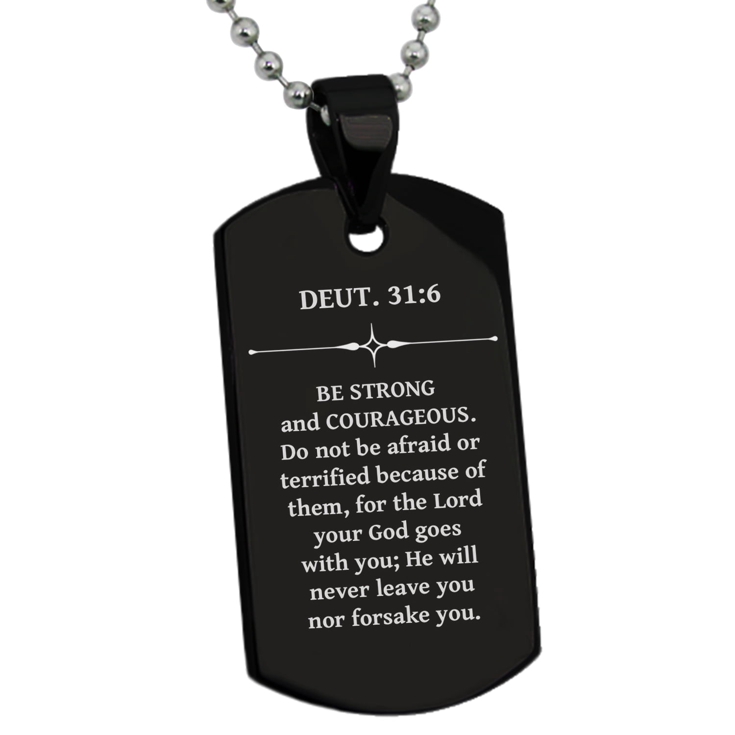 Tioneer Stainless Steel Be Strong and Courageous Deuteronomy 31:6 Dog ...
