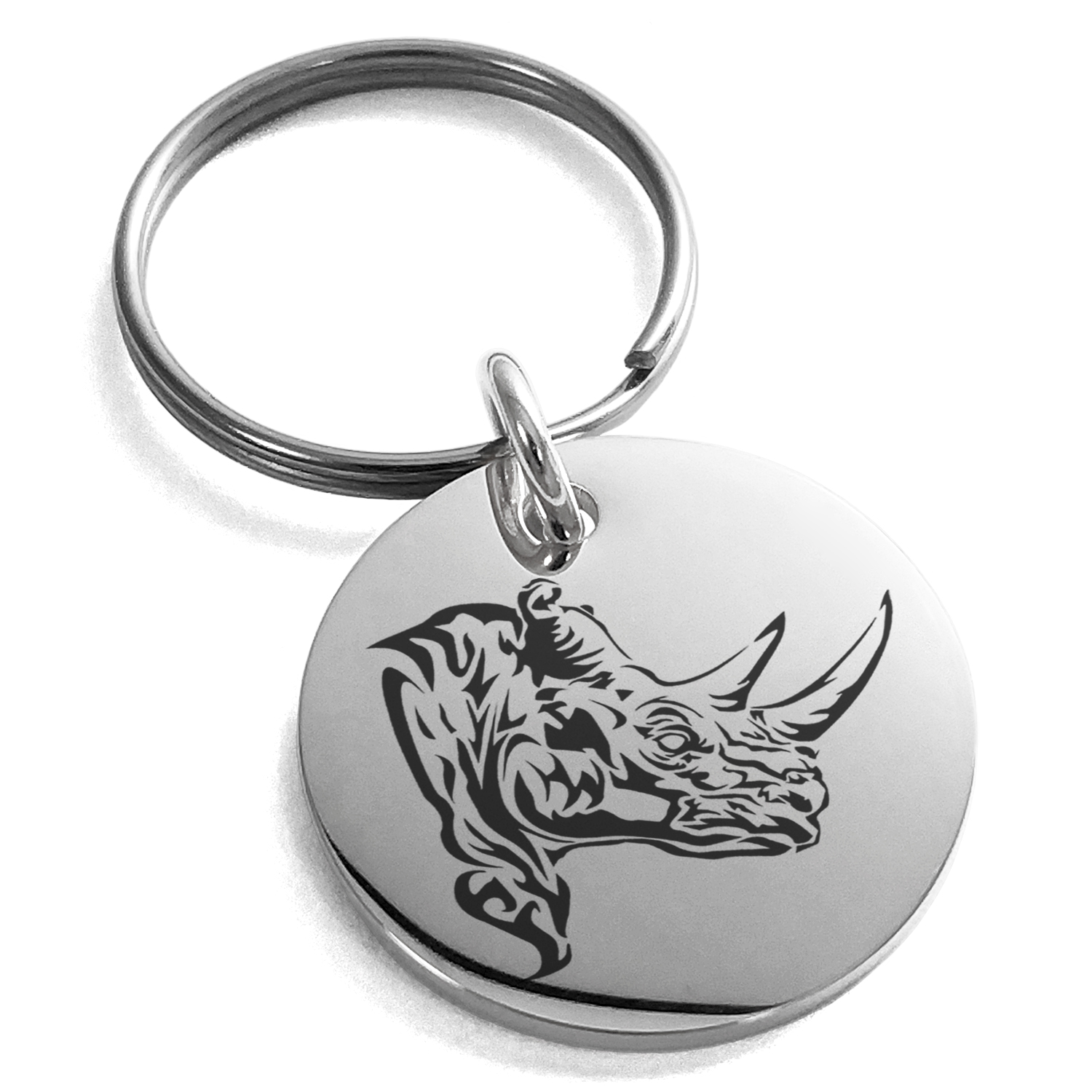 Tioneer Stainless Steel Berserk Rhino Engraved Small Medallion Circle ...