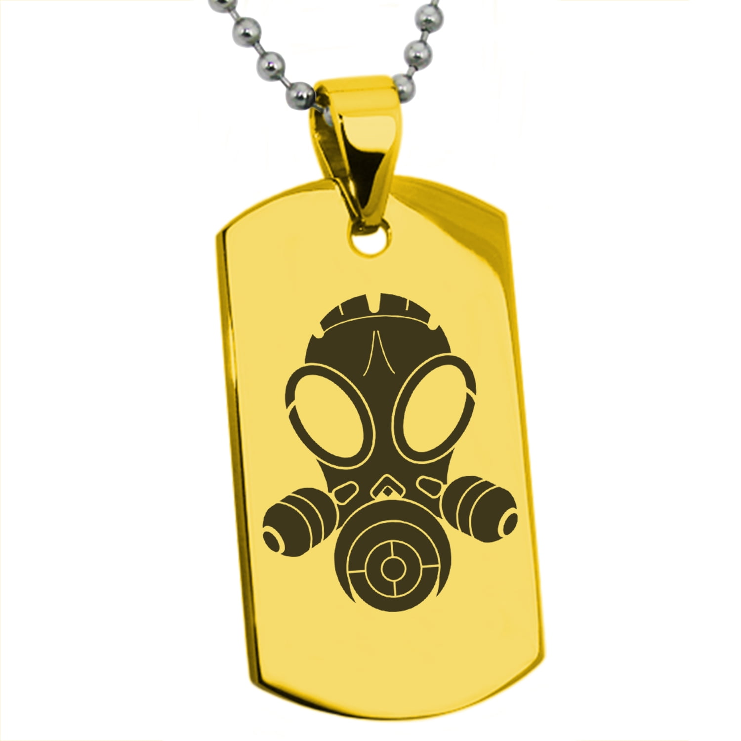 Tioneer Stainless Steel Biohazard Gas Mask Engraved Dog Tag Pendant ...