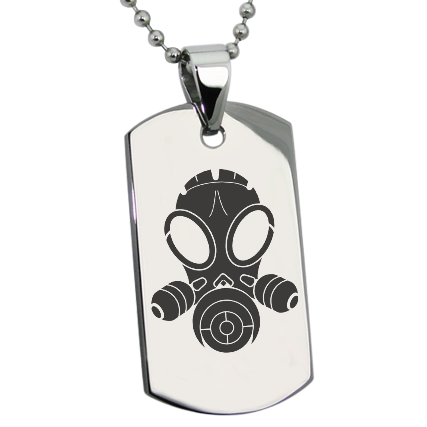 Tioneer Stainless Steel Biohazard Gas Mask Engraved Dog Tag Pendant ...