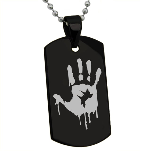 Tioneer Stainless Steel Biohazard Zombie Hand Mark Engraved Dog Tag ...