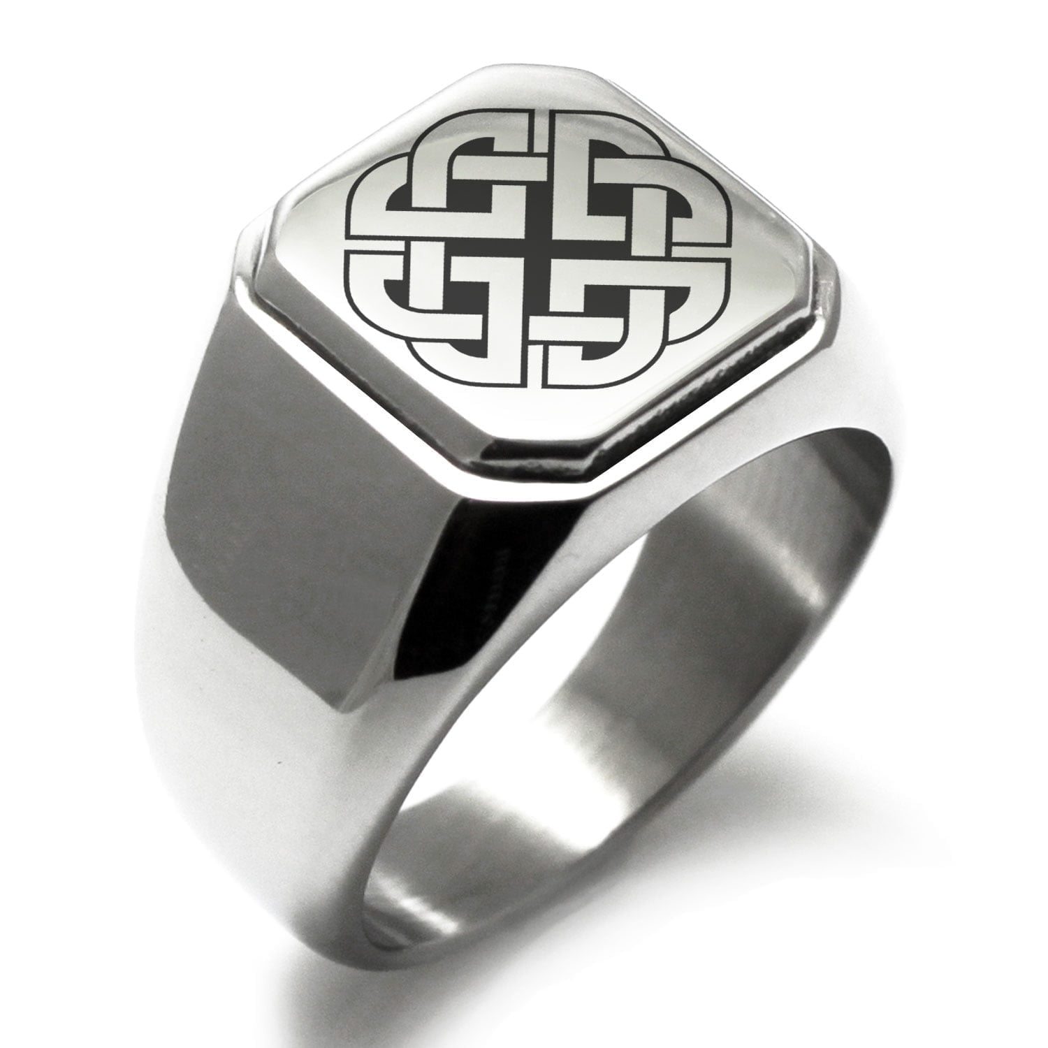 Tioneer Stainless Steel Celtic Quaternary Knot Rune Engraved Square ...