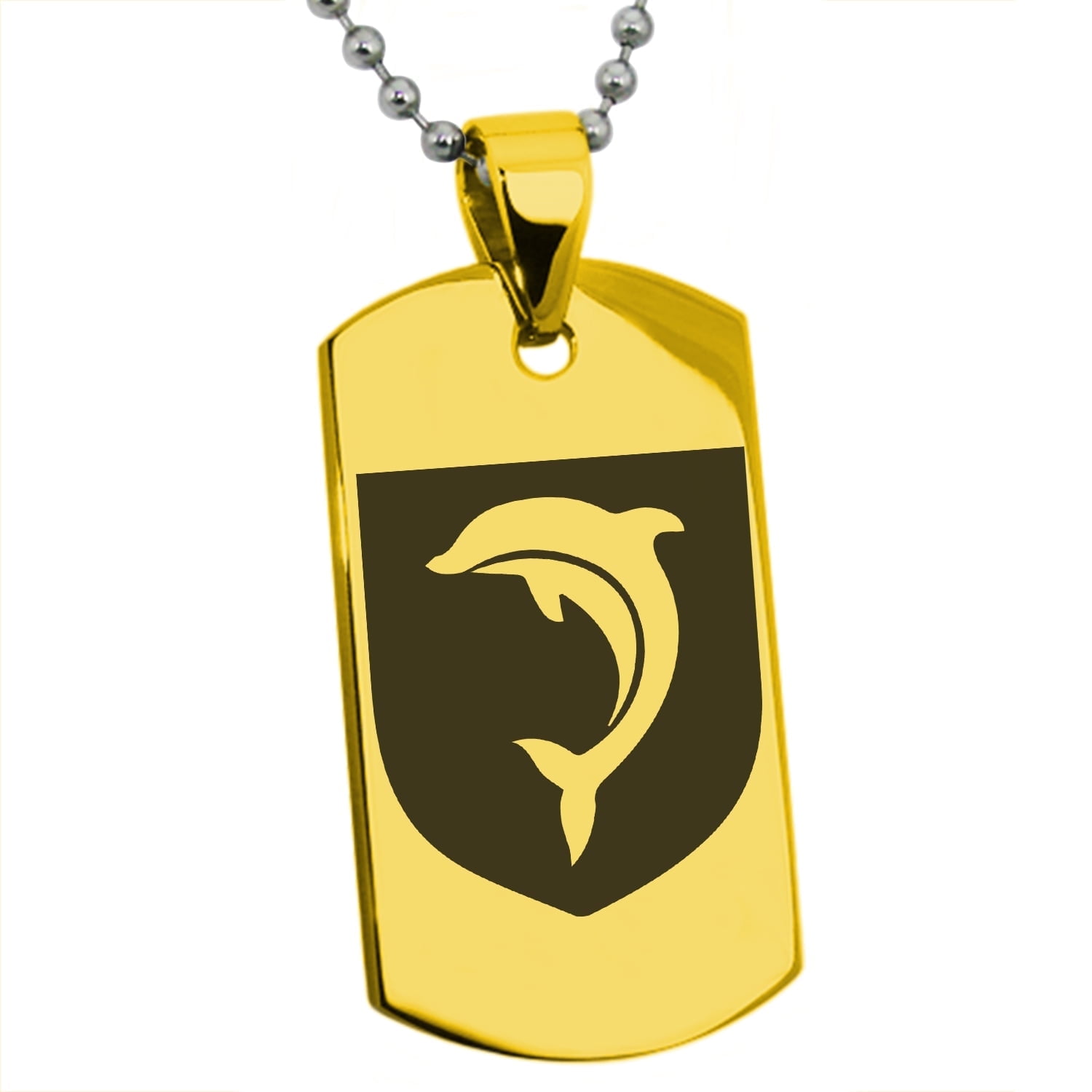 Tioneer Stainless Steel Dolphin Diligence Coat of Arms Shield Engraved ...