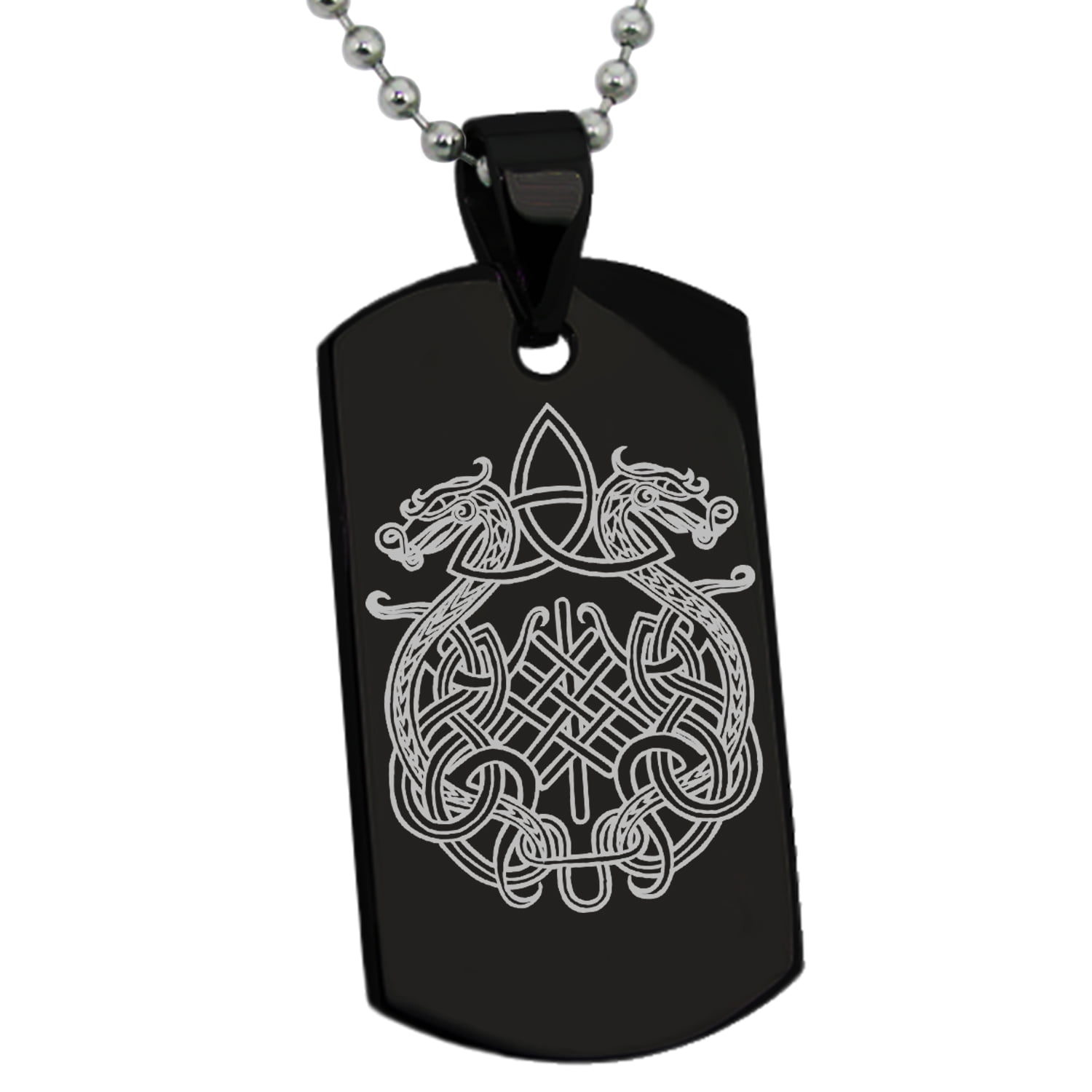 Tioneer Stainless Steel Dragon Knot Skuld's Net Viking Rune Engraved ...