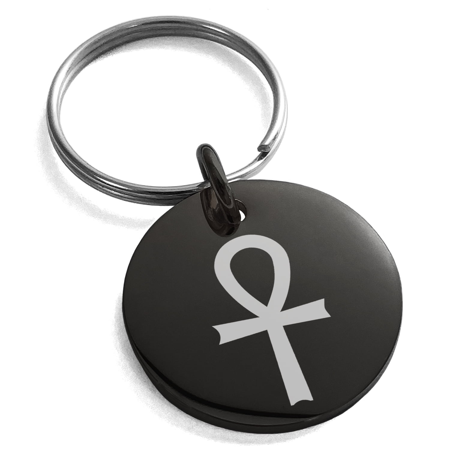Tioneer Stainless Steel Egyptian Ankh Cross Engraved Small Medallion ...
