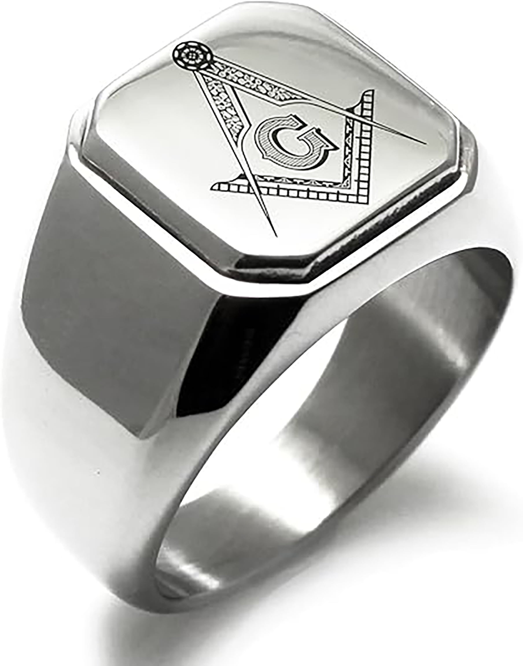 Tioneer Stainless Steel Freemasons Masonic Floral Compass Engraved ...