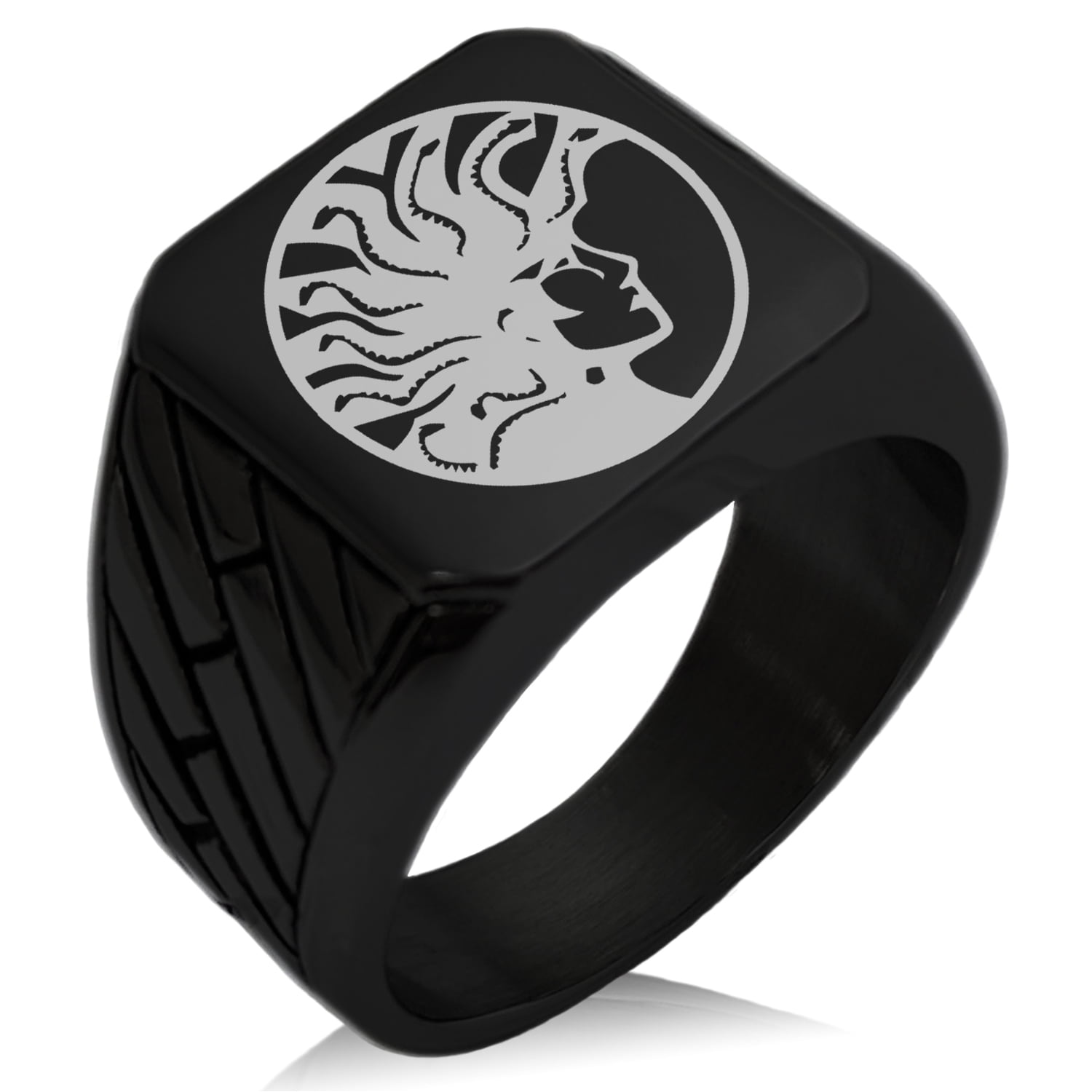 Tioneer Stainless Steel Greek Mythology Medusa Geometric Pattern Biker ...