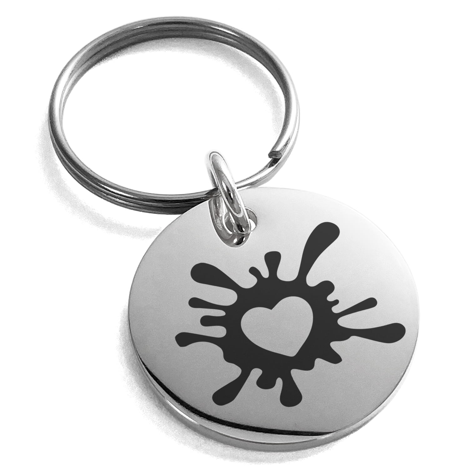 Tioneer Stainless Steel Heart Love Splatter Engraved Small Medallion ...