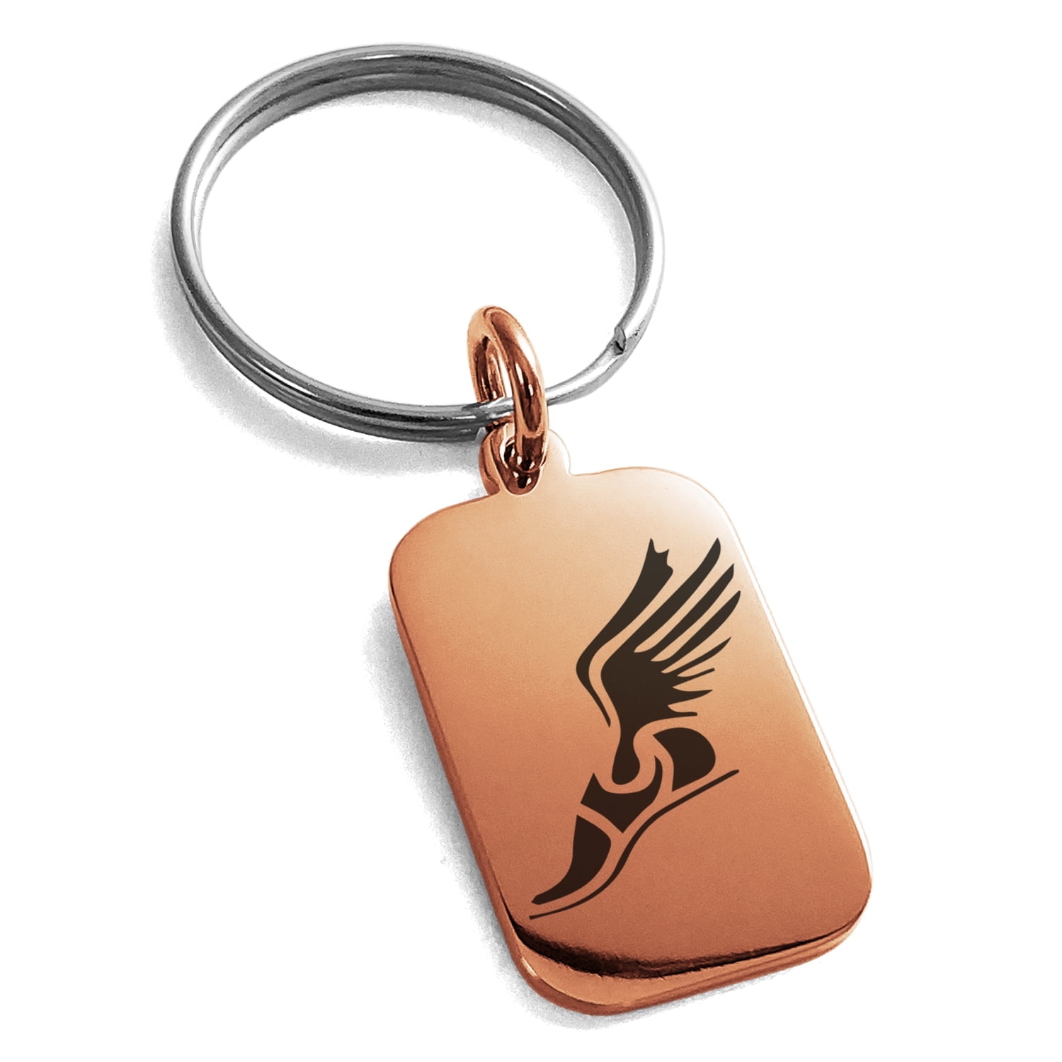 Tioneer Stainless Steel Engraved Small Rectangle Dog Tag Charm Keychain ...