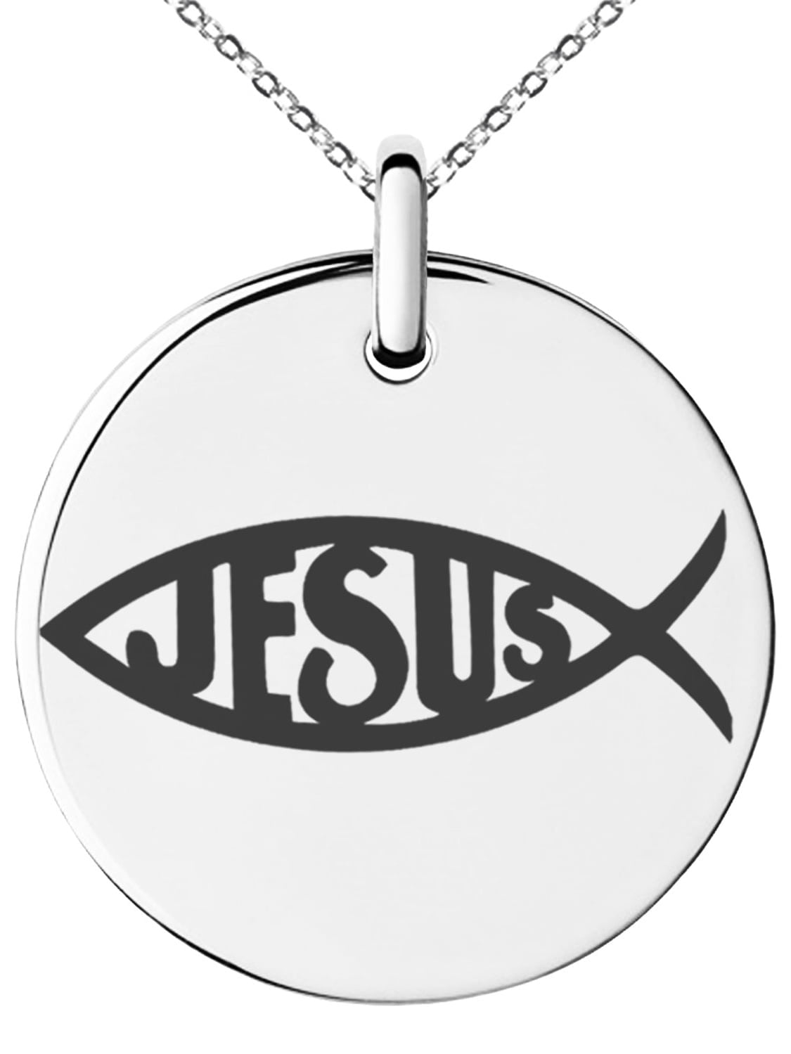 Tioneer Stainless Steel Ichthus Jesus Fish Symbol Engraved Small ...