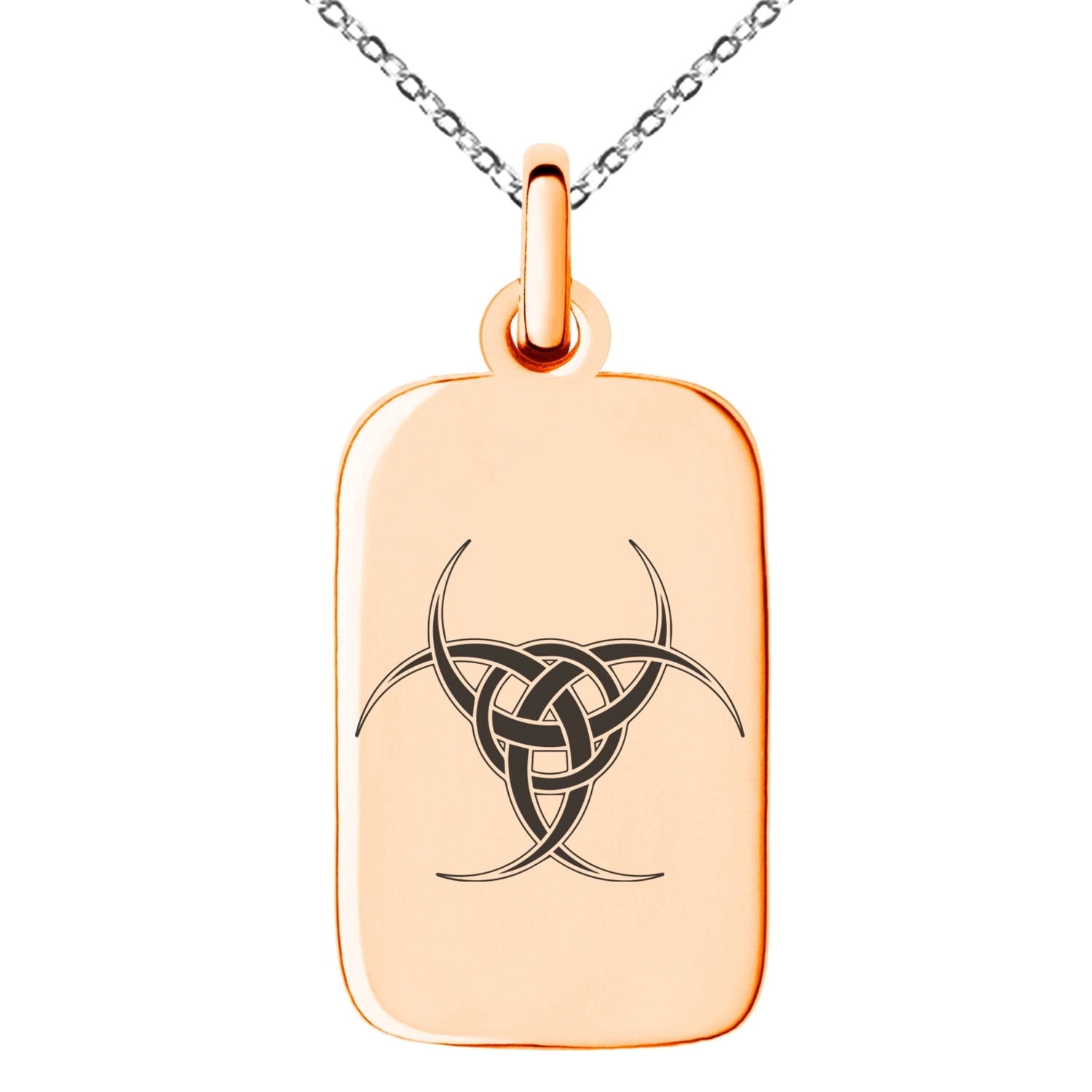 Tioneer Stainless Steel Interlock Tribal Biohazard Engraved Small ...
