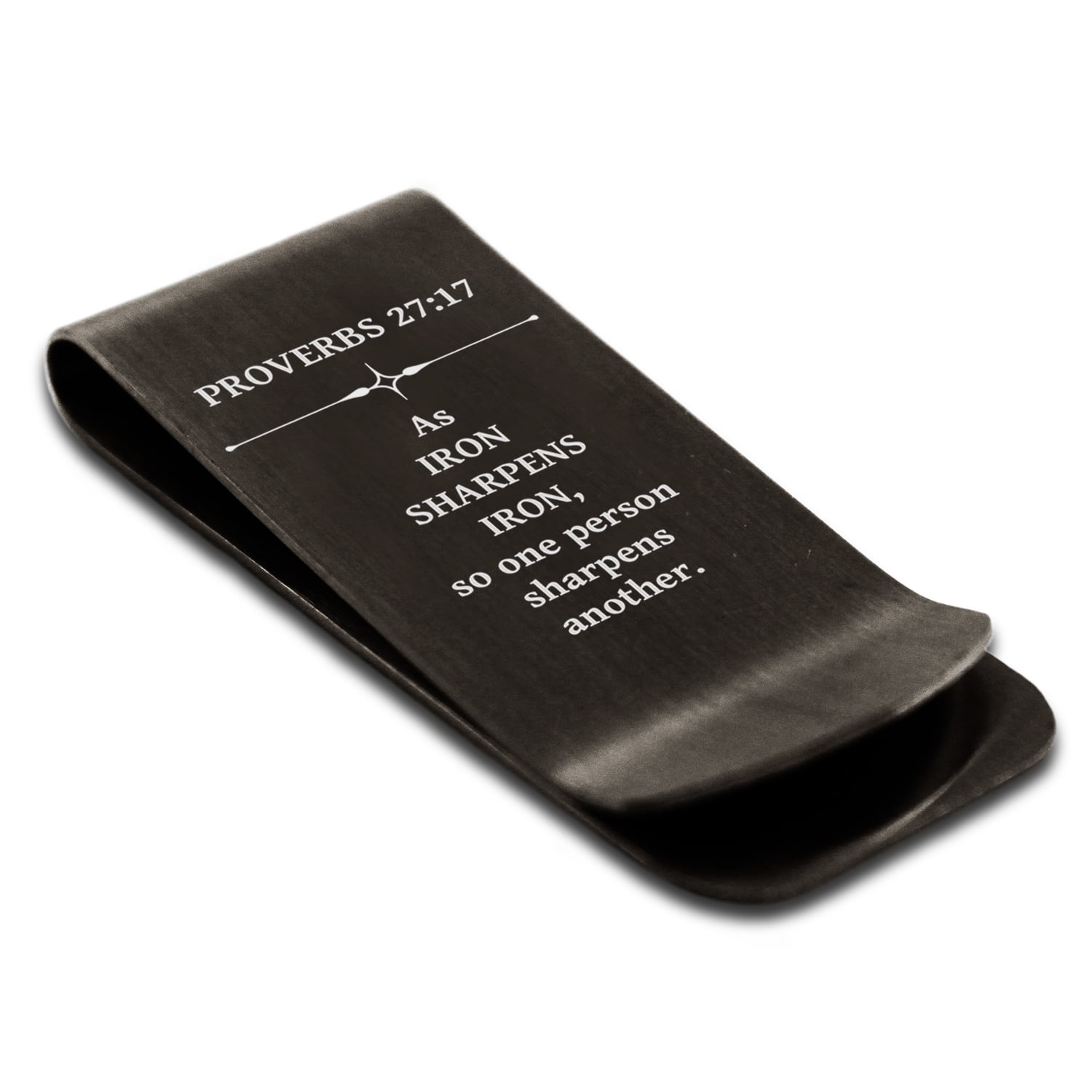 Tioneer Stainless Steel Iron Sharpens Iron Proverbs 27:17 Money Clip ...