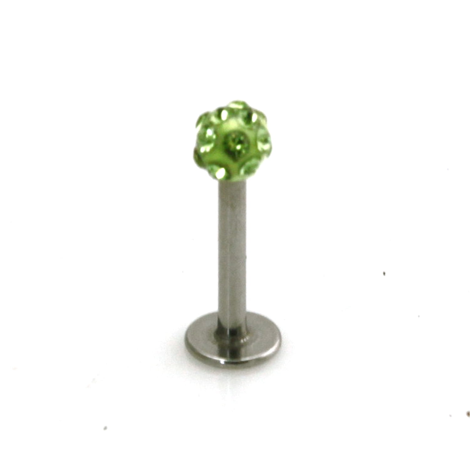 Tioneer Stainless Steel Labret Style Lime Green Cubic Zirconia Lip ...