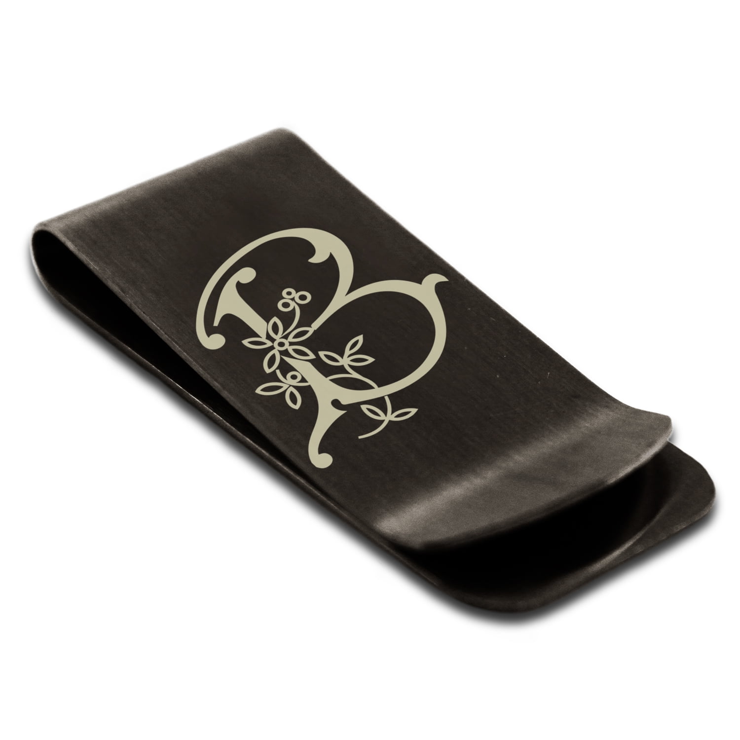 Tioneer Stainless Steel Letter B Initial Floral Monogram Engraved ...