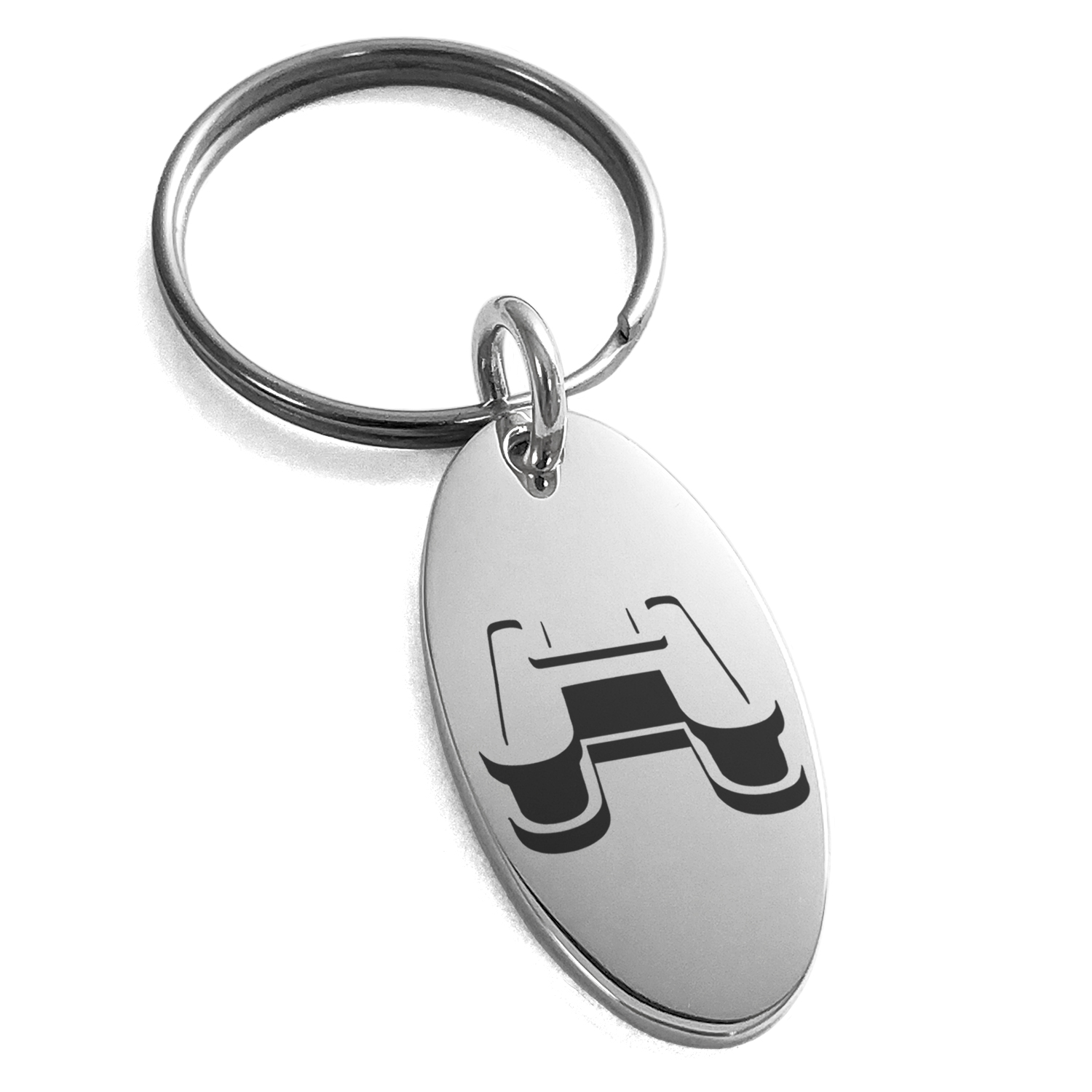 Tioneer Stainless Steel Letter H Initial 3D Monogram Engraved Small Oval Charm Keychain Keyring ...