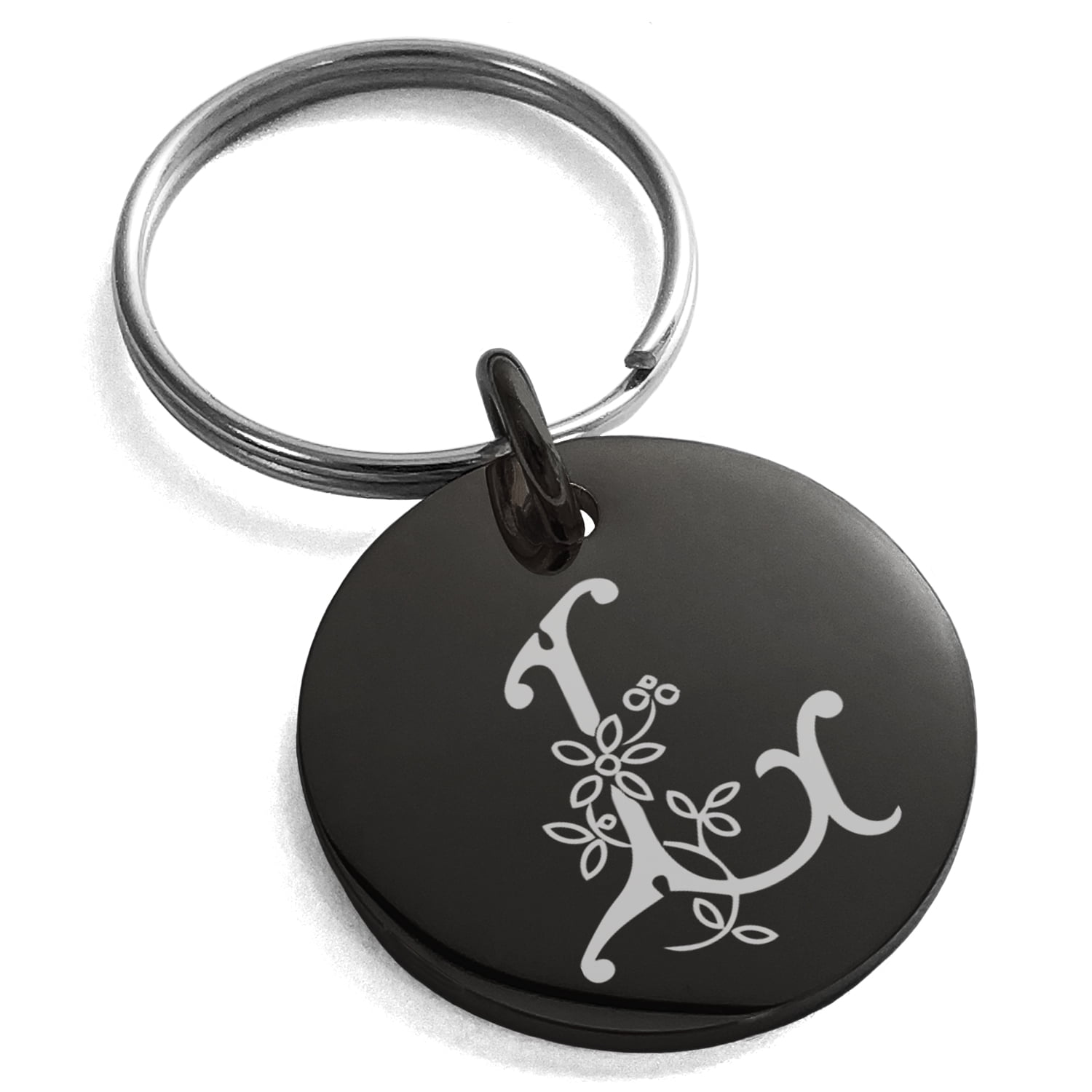 Tioneer Stainless Steel Letter L Initial Floral Monogram Engraved Small ...