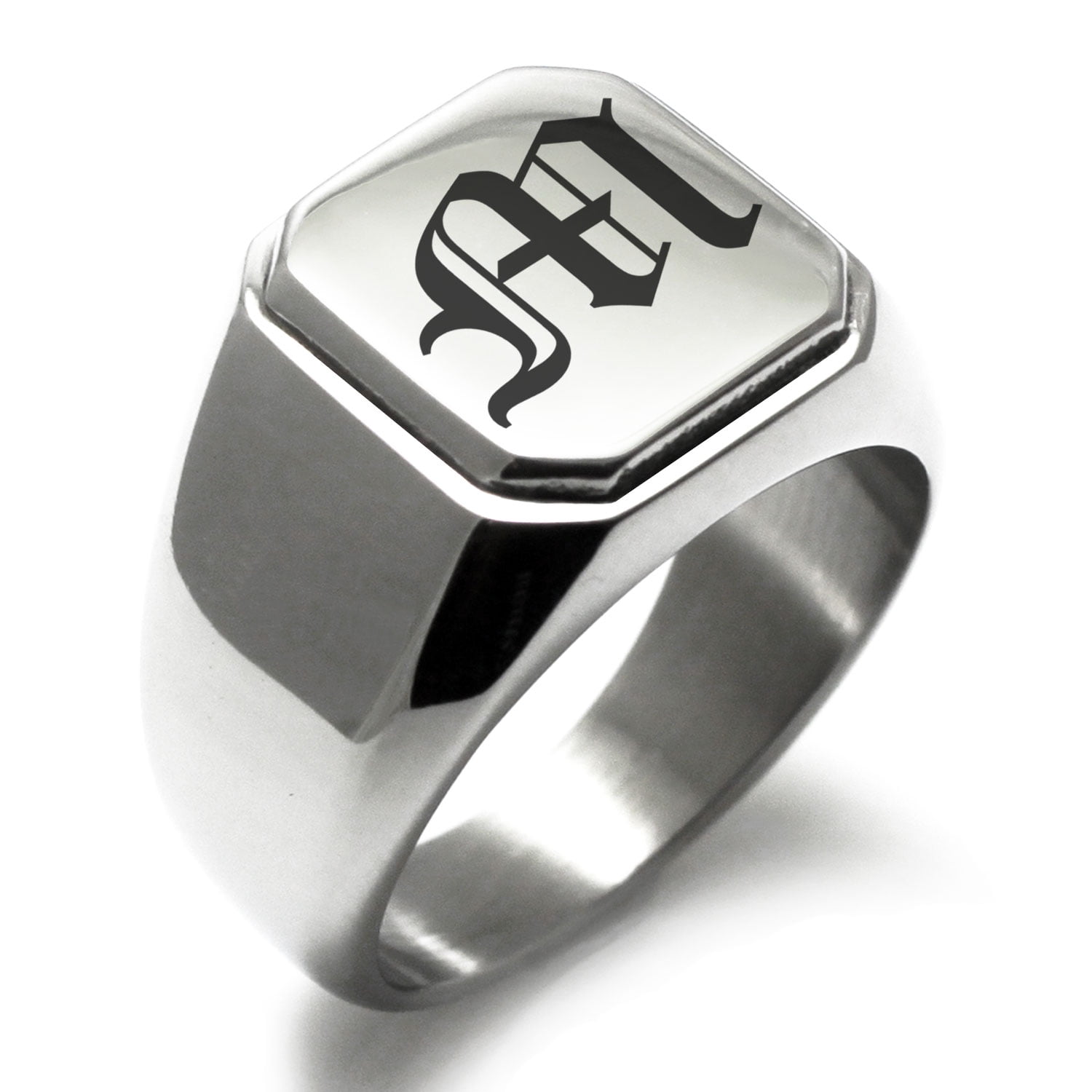 Tioneer Stainless Steel Letter M Initial Old English Monogram Engraved ...
