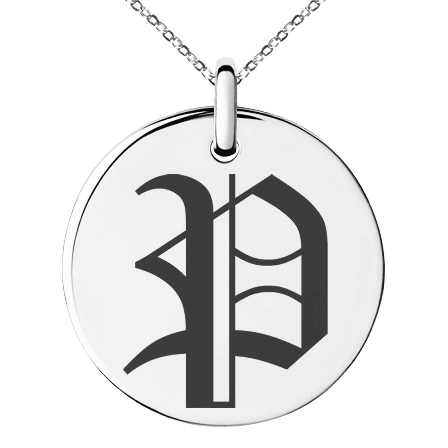 Tioneer Stainless Steel Letter P Initial Old English Monogram Engraved ...