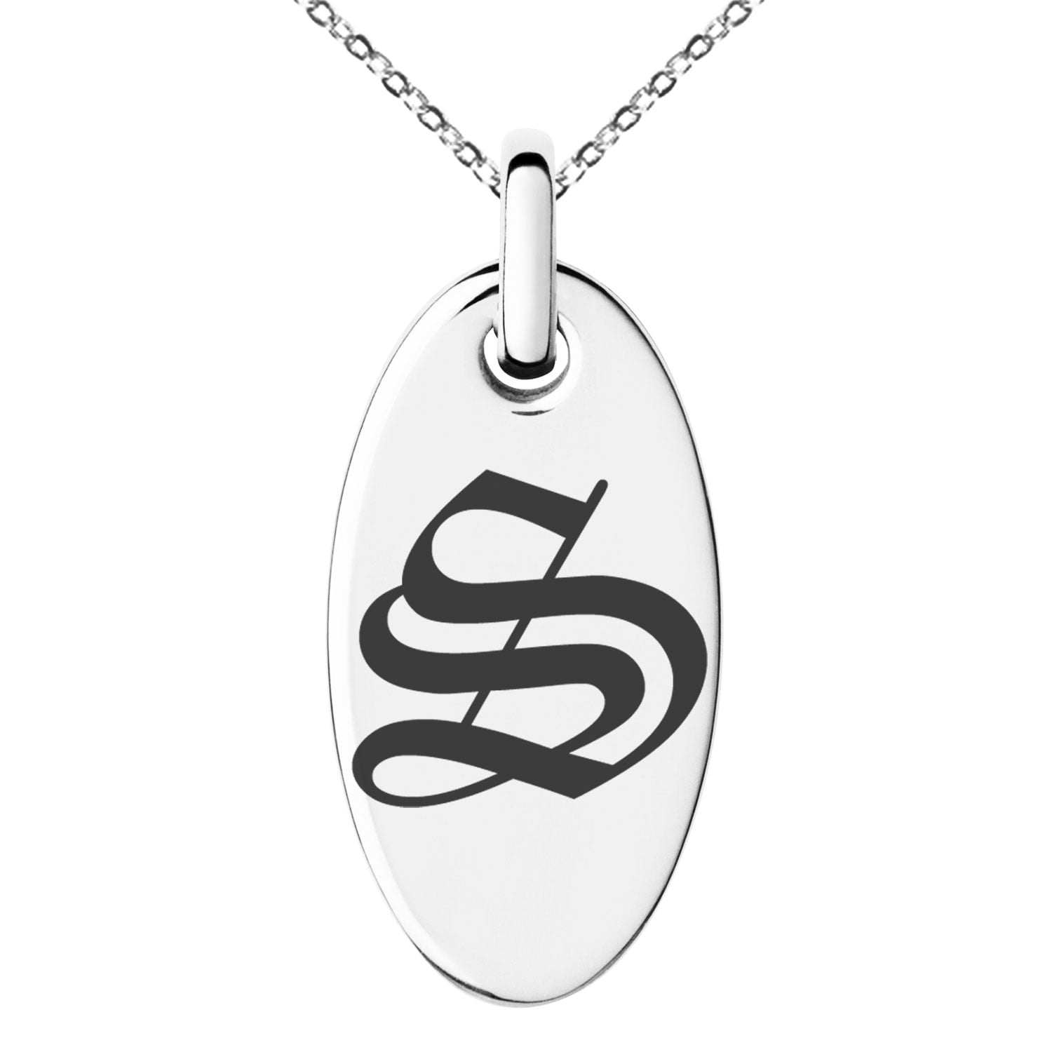 Tioneer Stainless Steel Letter S Initial Old English Monogram Engraved ...