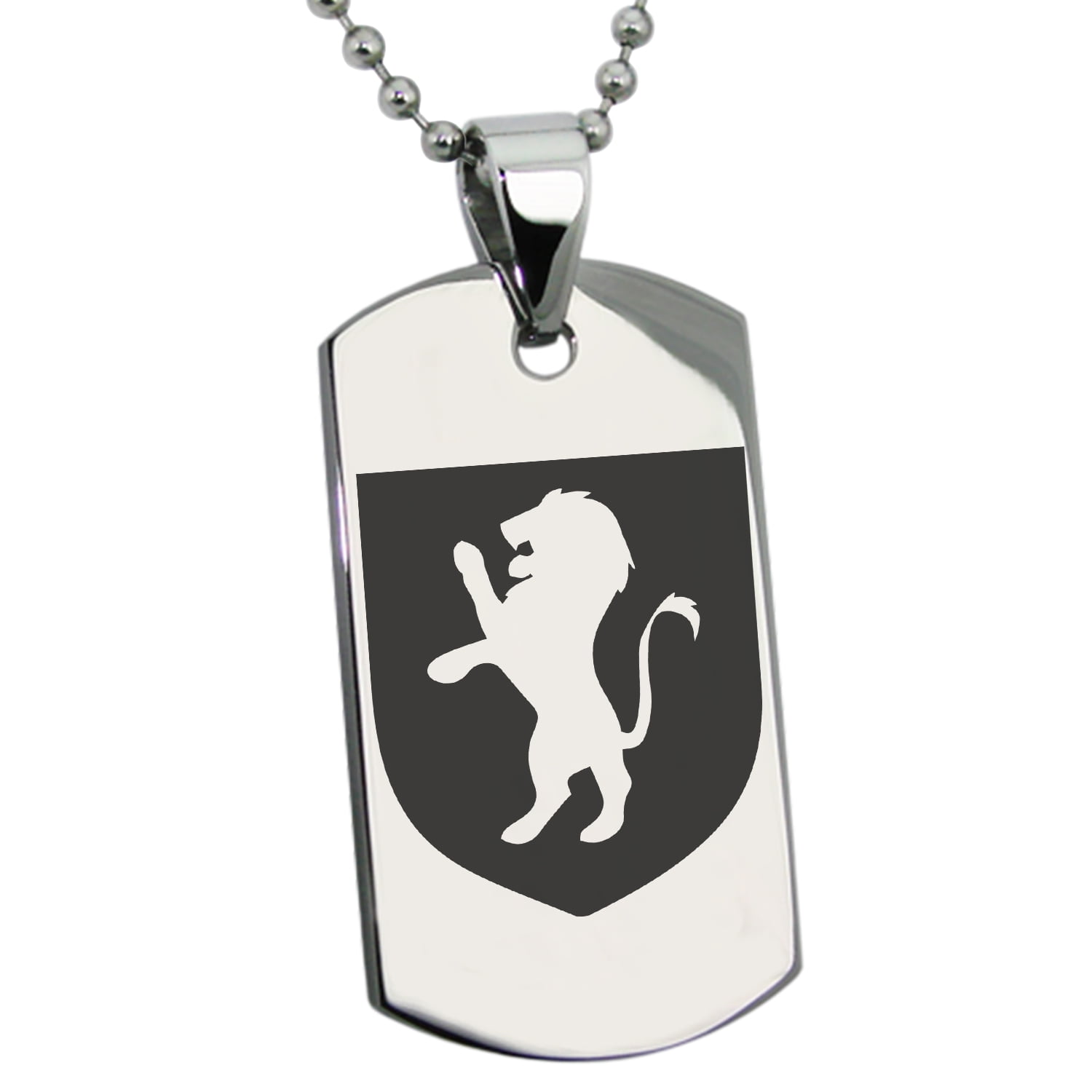 Tioneer Stainless Steel Lion Courage Coat of Arms Shield Engraved Dog ...