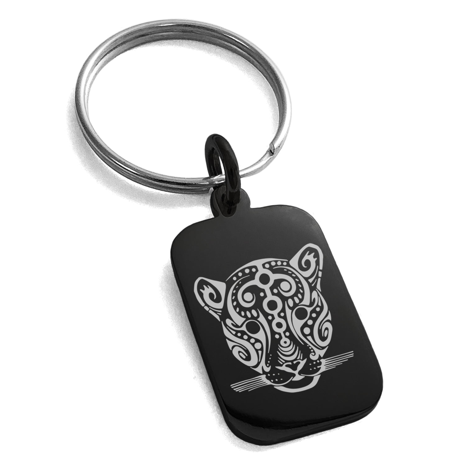 Tioneer Stainless Steel Mayan Jaguar Rune Engraved Small Rectangle Dog ...