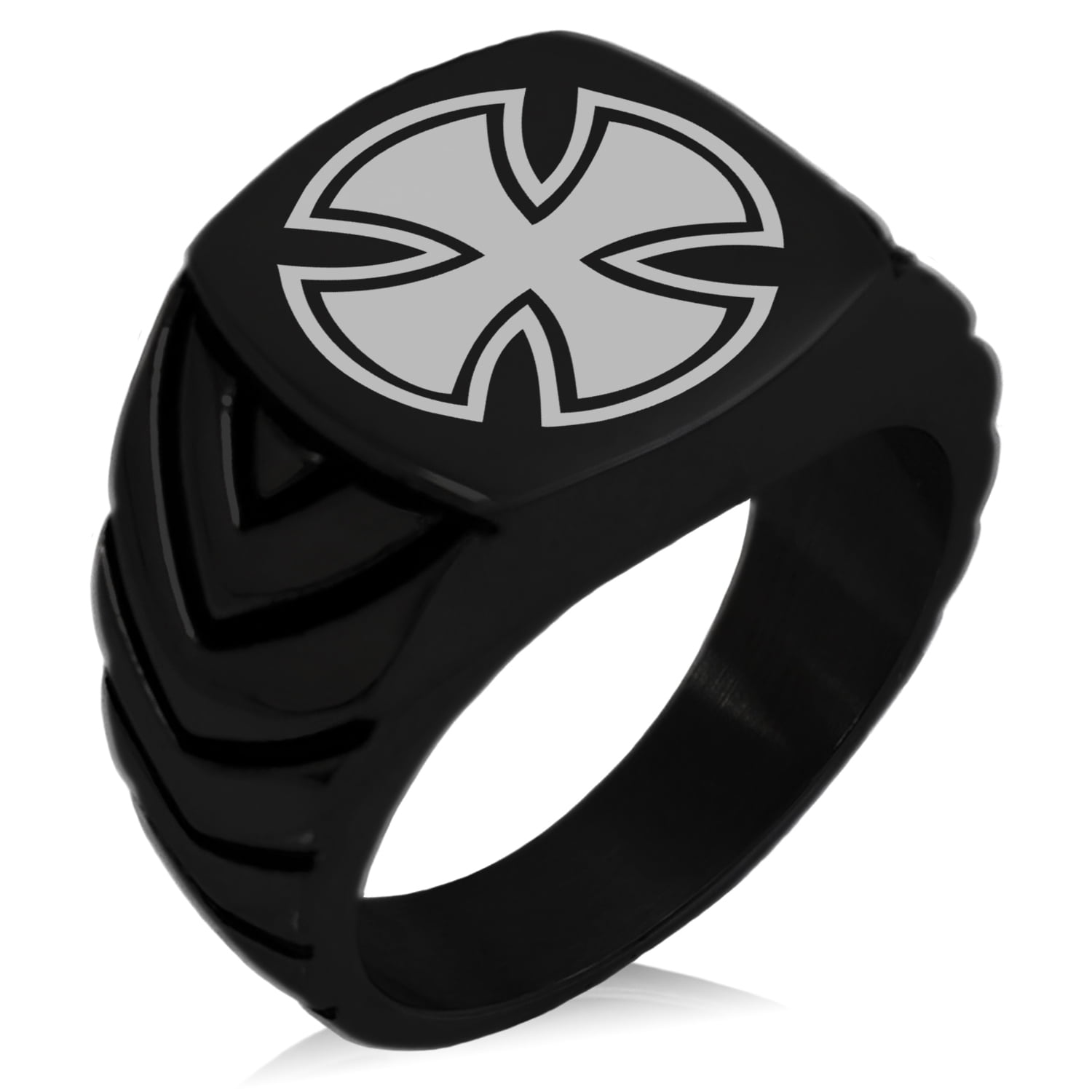 Tioneer Stainless Steel Pattee Iron Cross Circlet Chevron Pattern Biker ...