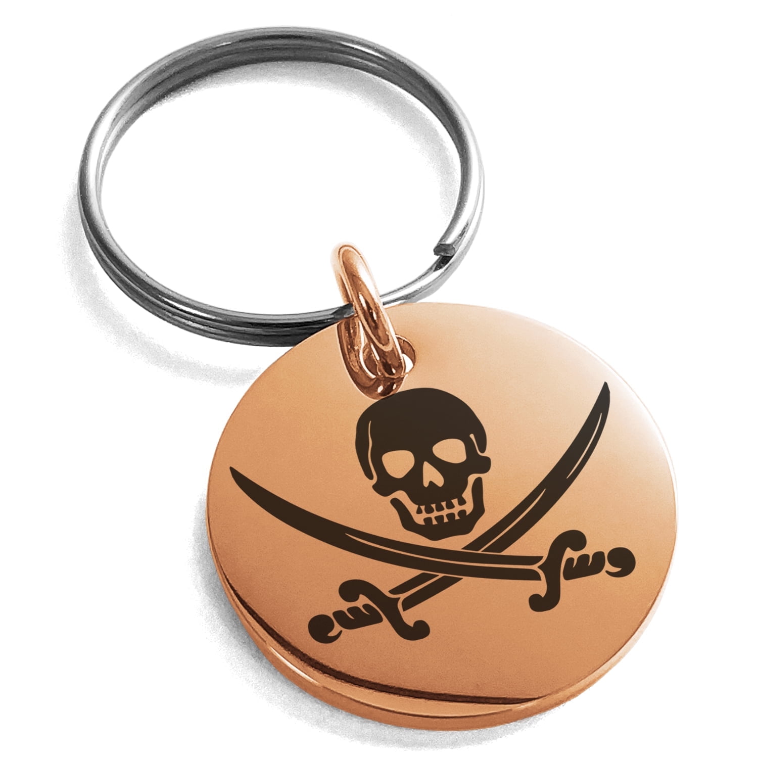 Tioneer Stainless Steel Pirate Skull & Swords Engraved Small Medallion ...