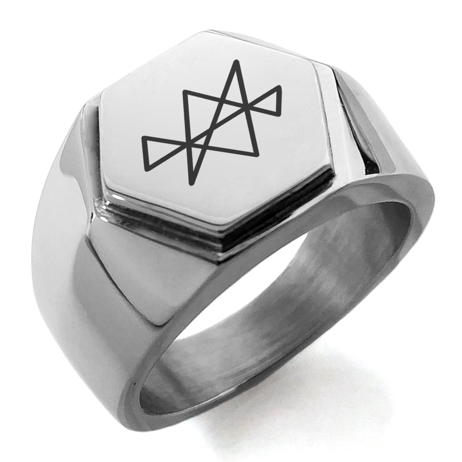 Tioneer Stainless Steel Reiki Midas Star Prosperity Engraved Hexagon ...