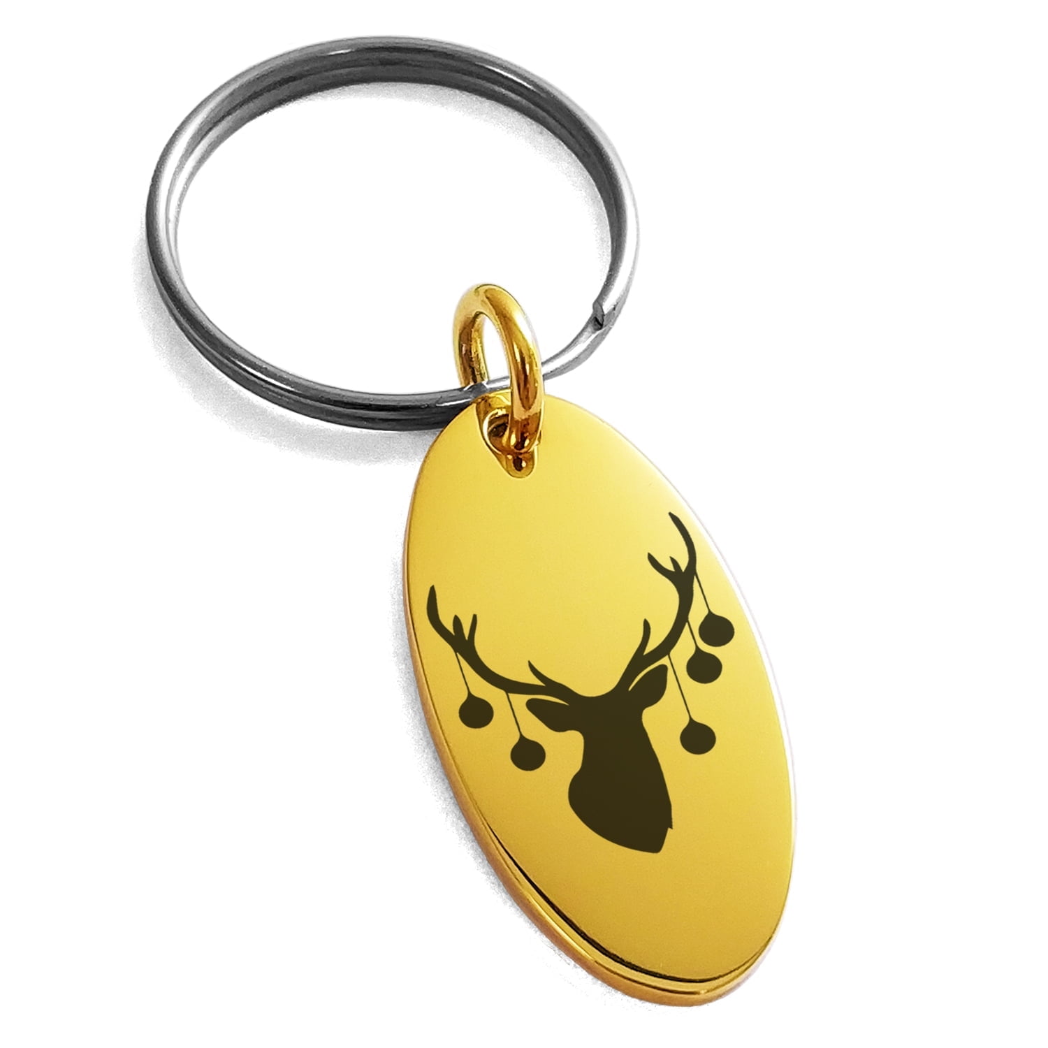Tioneer Stainless Steel Rose Gold Steel Ornament Reindeer Engraved ...