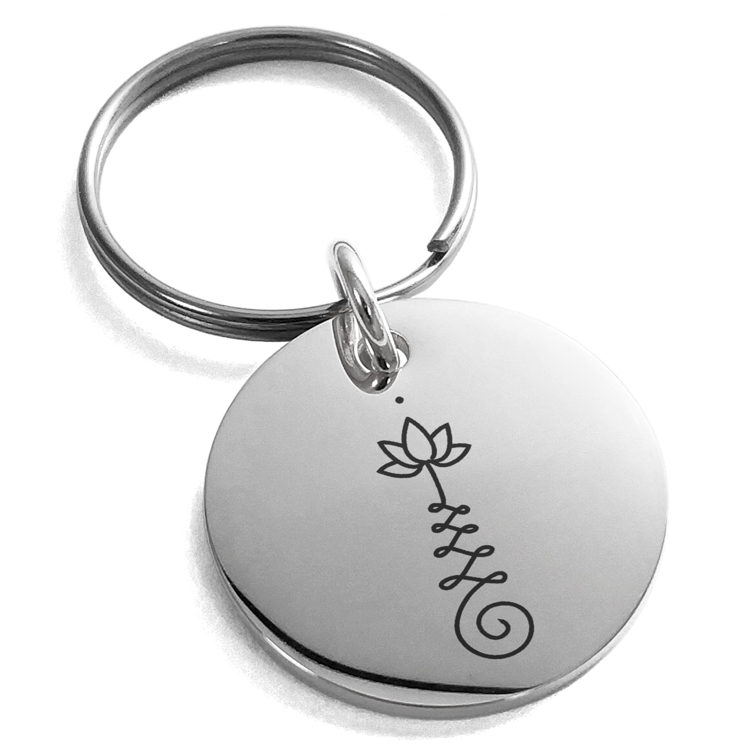 Tioneer Stainless Steel Sacred Lotus Unalome Engraved Small Medallion ...
