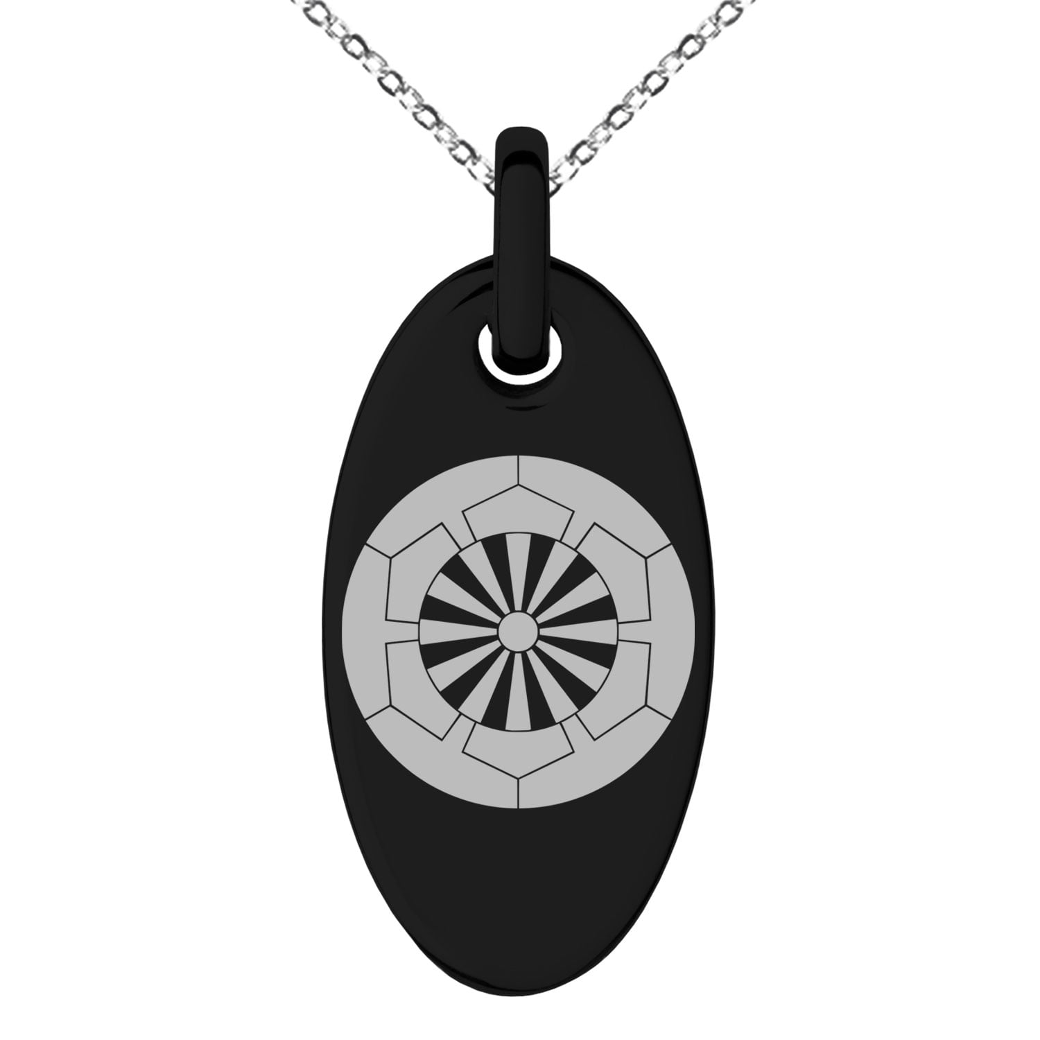 Tioneer Stainless Steel Sakakibara Samurai Crest Engraved Small Oval ...