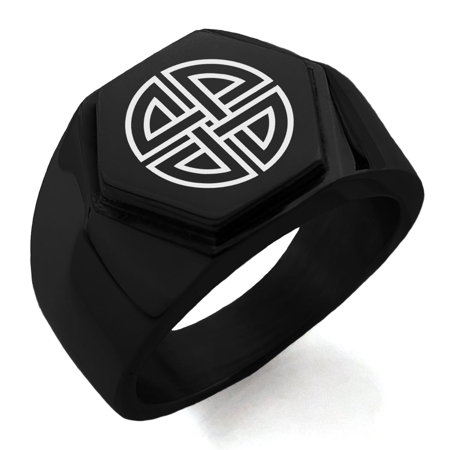 Tioneer Stainless Steel Shield Knot Viking Norse Rune Engraved Hexagon ...
