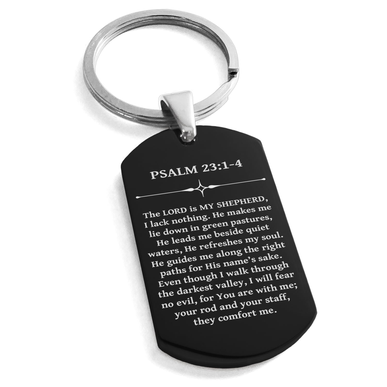 Tioneer Stainless Steel The Lord is My Shepherd Psalm 23:1-4 Dog Tag ...