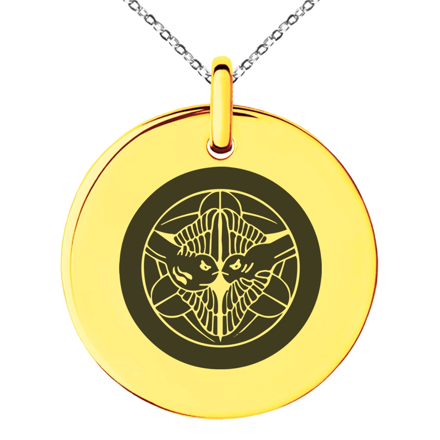 Tioneer Stainless Steel Uesugi Samurai Crest Engraved Small Medallion ...
