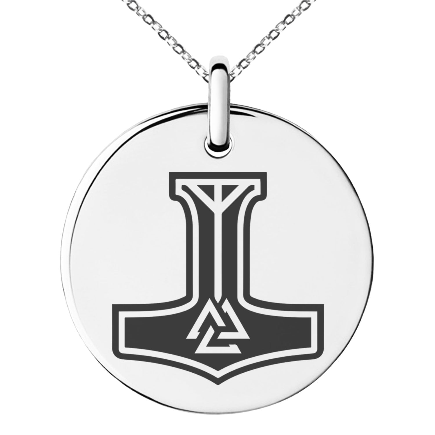 Tioneer Stainless Steel Valknut Mjolnir Thor's Hammer Engraved Small ...