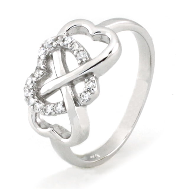 Tioneer Sterling Silver Cubic Zirconia Heart Iconic Infinity Symbol ...