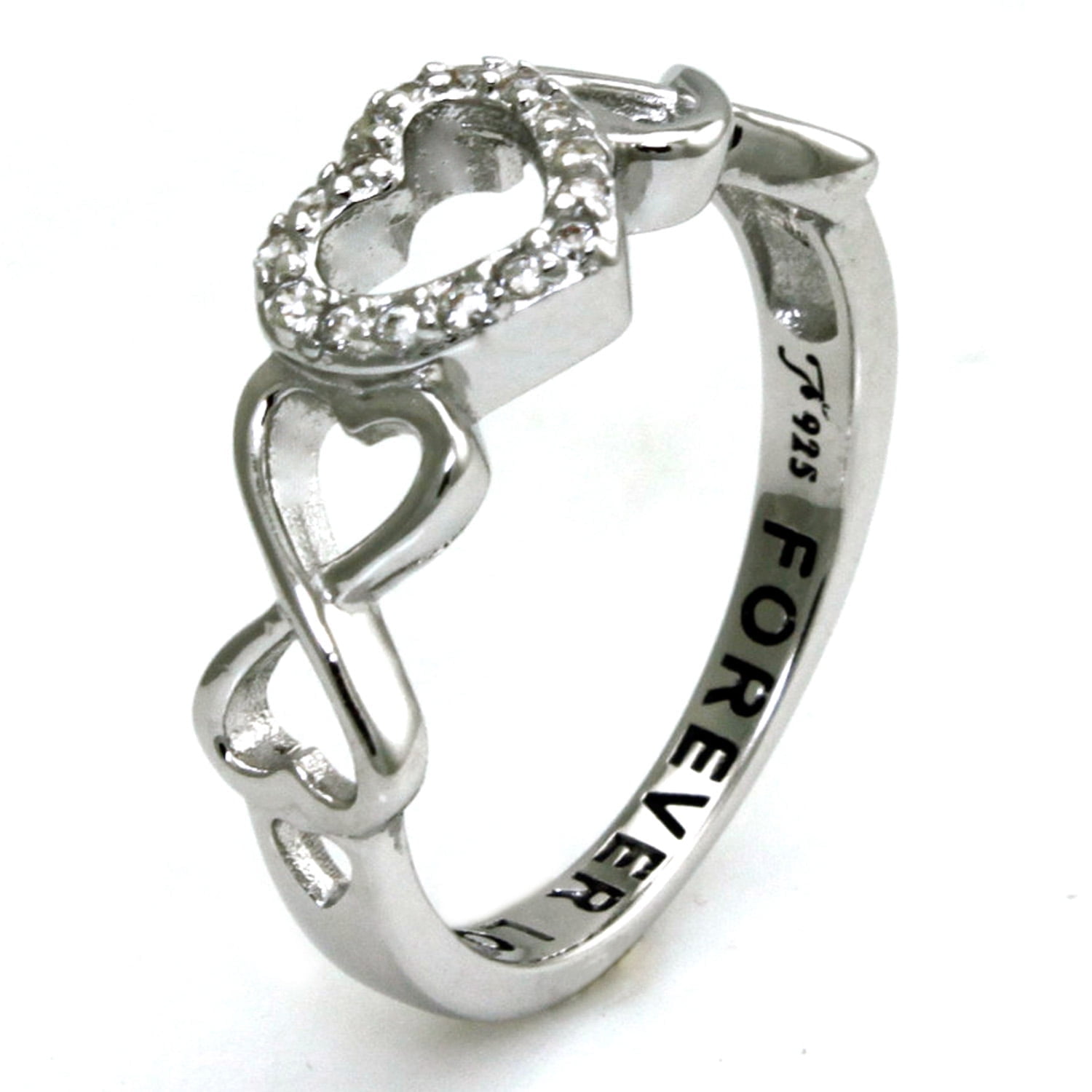 Tioneer Sterling Silver Cubic Zirconia Infinity Symbol Heart Forever ...