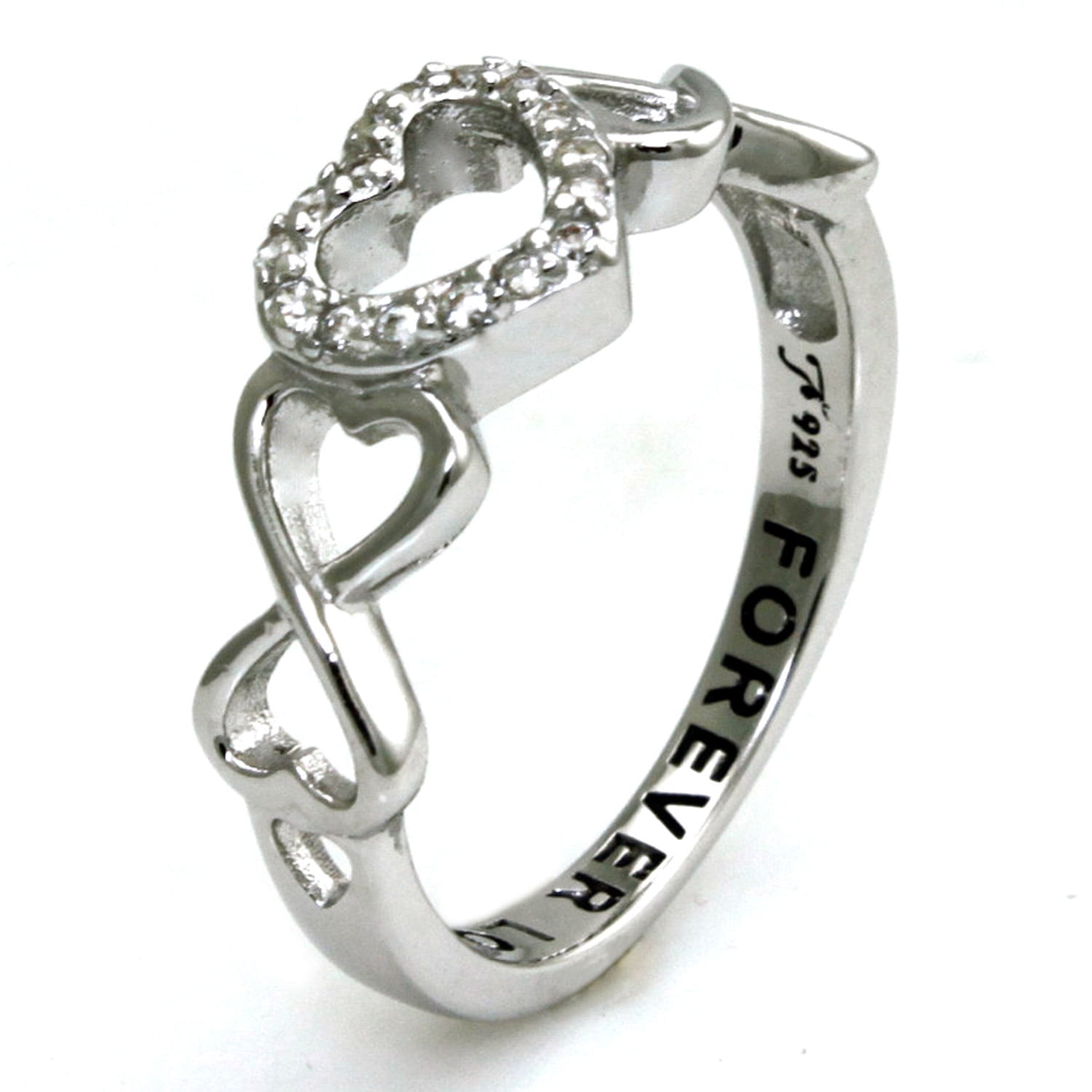 Tioneer Sterling Silver Cubic Zirconia Infinity Symbol Heart Forever ...
