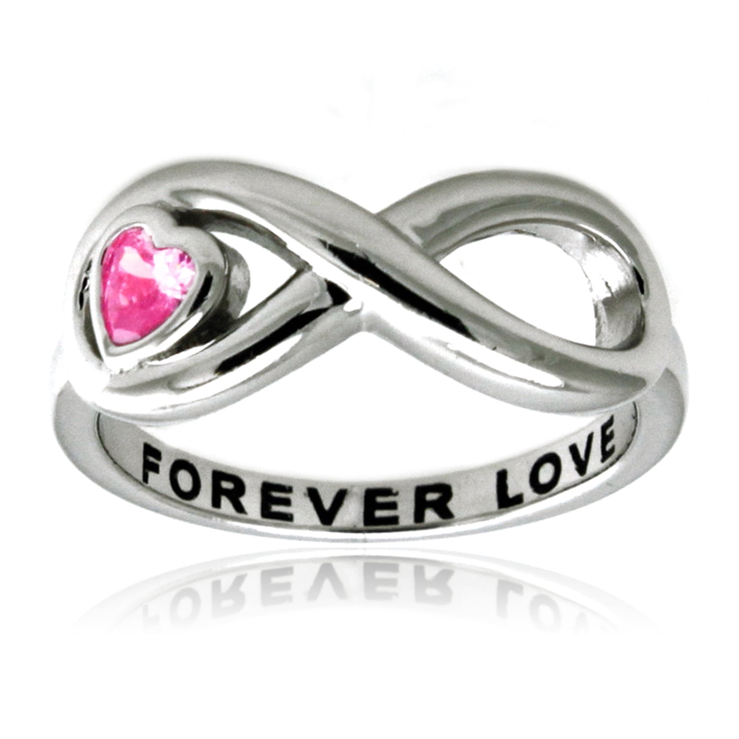 Tioneer Sterling Silver Pink Color CZ Iconic Infinity & Heart Forever ...