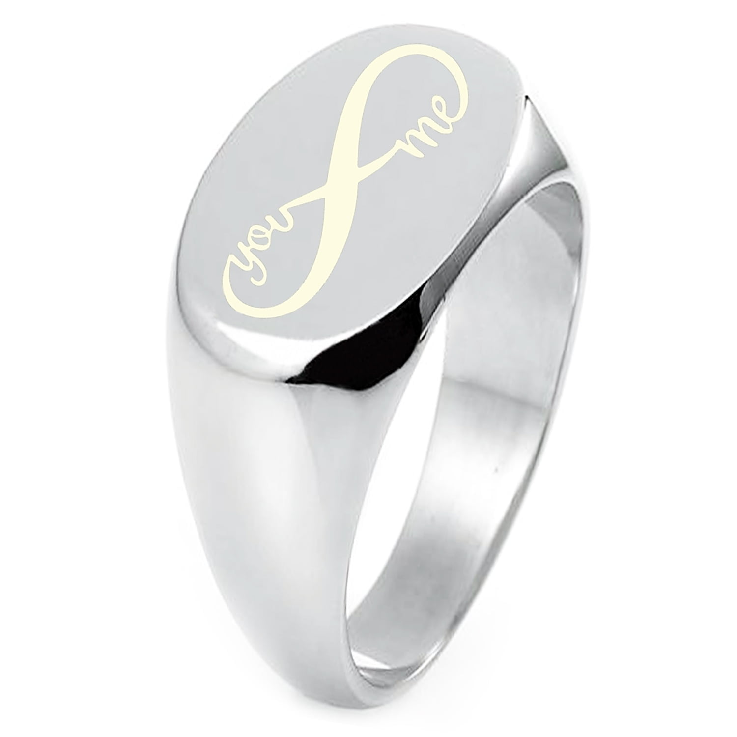 Tioneer Sterling Silver You and Me Infinity Engraved Oval Flat Top ...