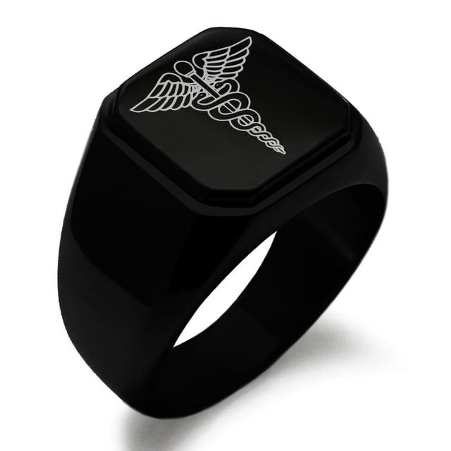 Tioneer Tioneer Stainless Steel Engraved Square Flat Top Biker Style ...