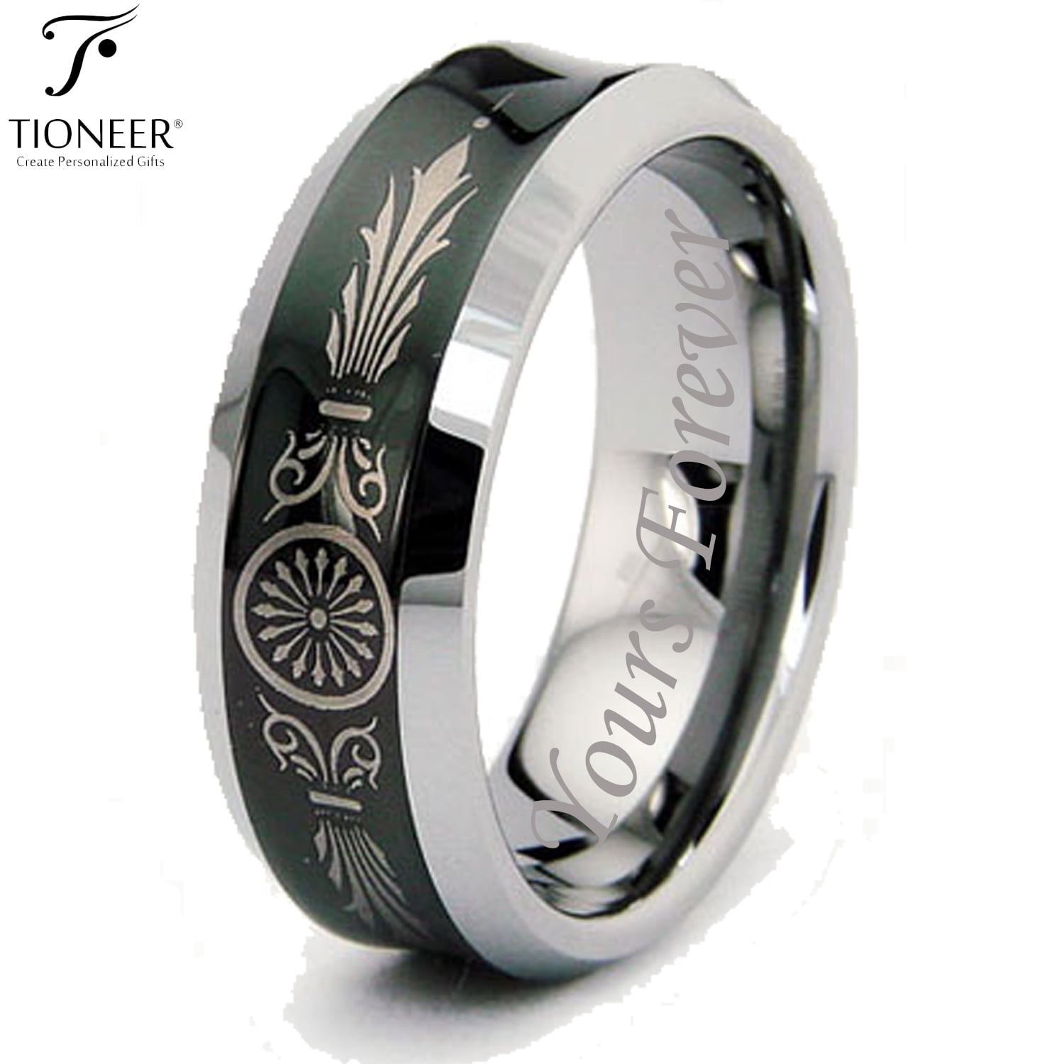 Tioneer Tungsten Carbide Concave Filigree Men Women CZ Wedding Band ...