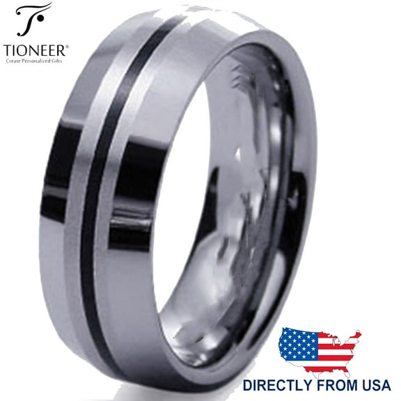 Baseball 8MM Dome Black And Green Tungsten Men Ring - Walmart.com