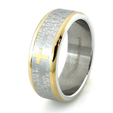 Tioneer Stainless Steel Lord's Prayer Religious Spinner Wedding Band ...