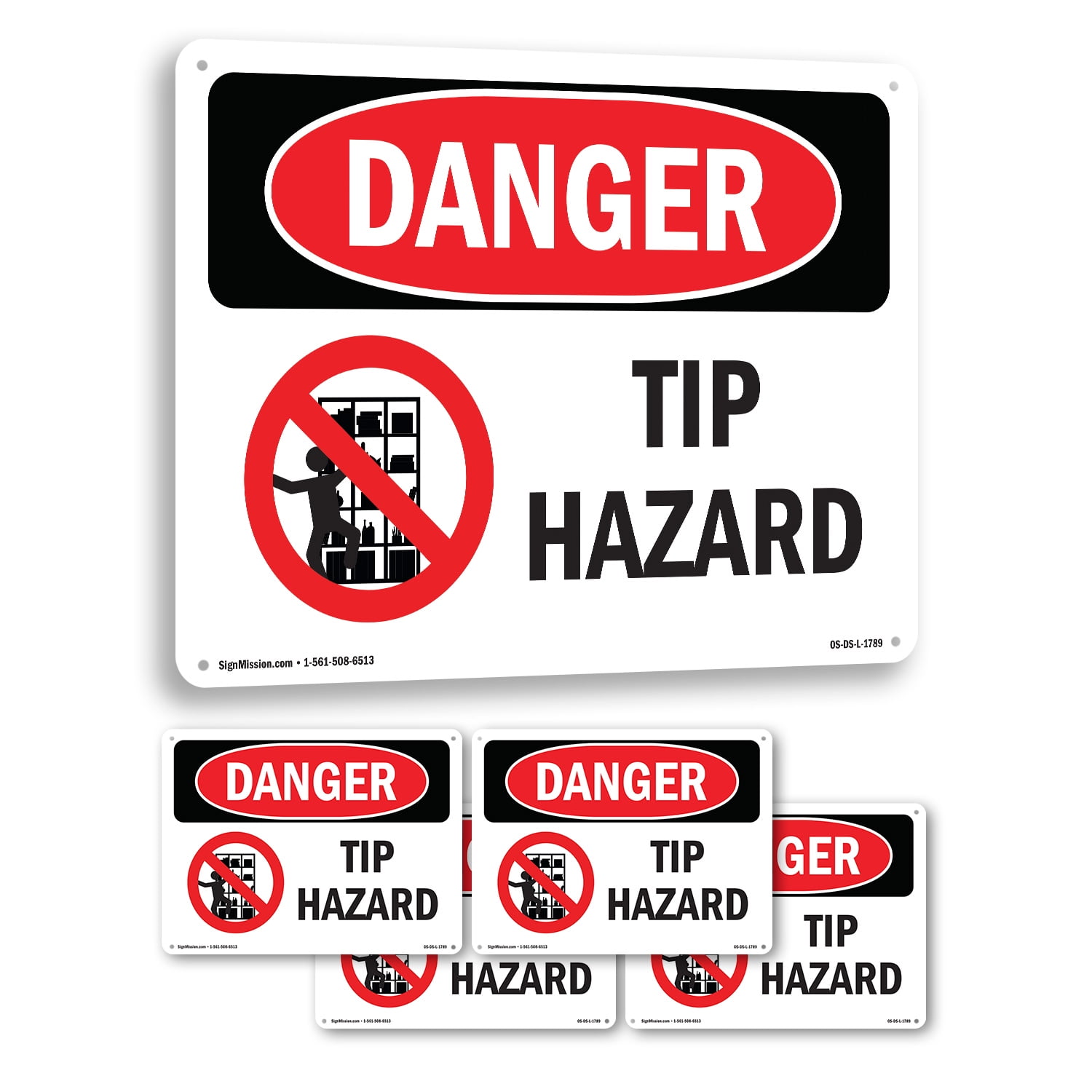 Tip Hazard OSHA Danger Aluminum Sign 24 Inch x 18 Inch - 5 Pack ...