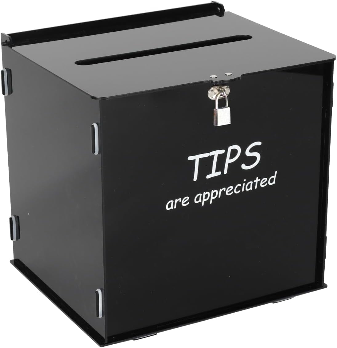 Tip Jar, Acrylic Tip Collection Box with Lock, 10"x8.5"x10" Tip Box ...