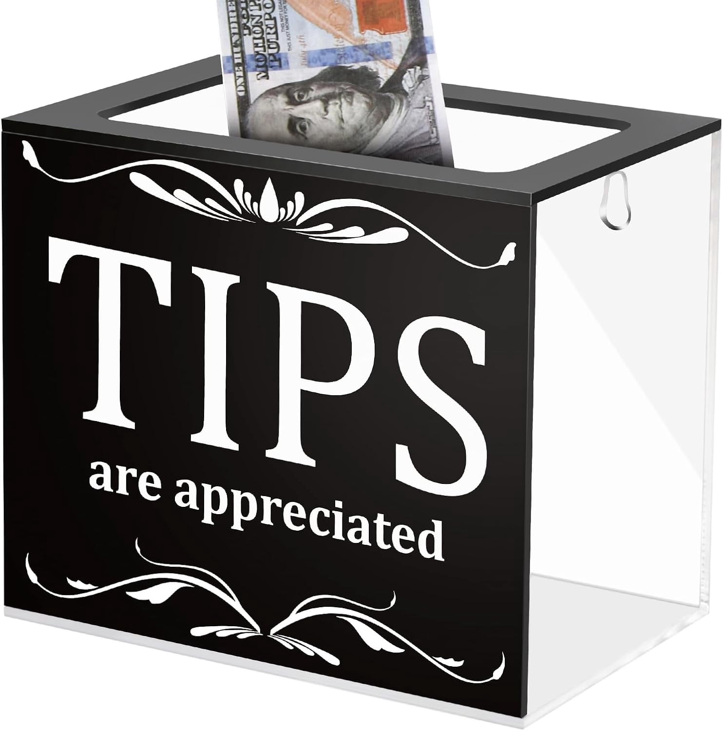 Tip Jars for Money Acrylic Tip Box Bucket 6 x 4 x 5 Inch Money Coin ...