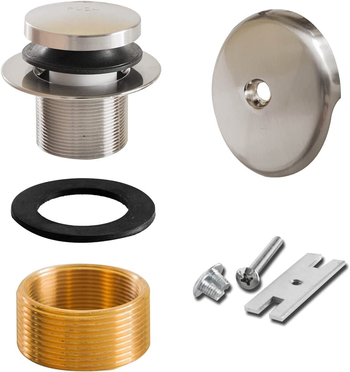 Tip-Toe Bathtub Drain Assembly Stopper Kit in Satin Nickel Color Fit ...